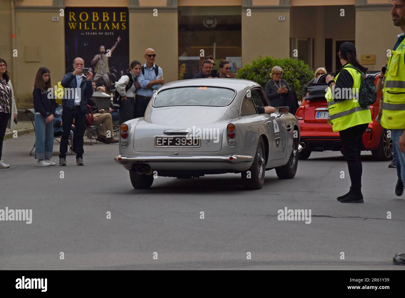 A classic silver Aston Martin DB5 on the Terre di Canossa International ...