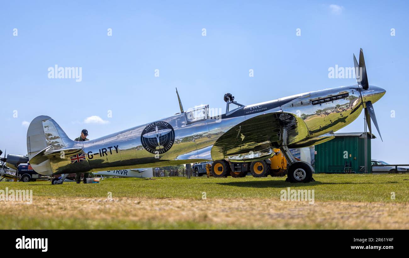 Silver Spitfire ‘ G-IRTY’ on static display at Shuttleworth Around the ...
