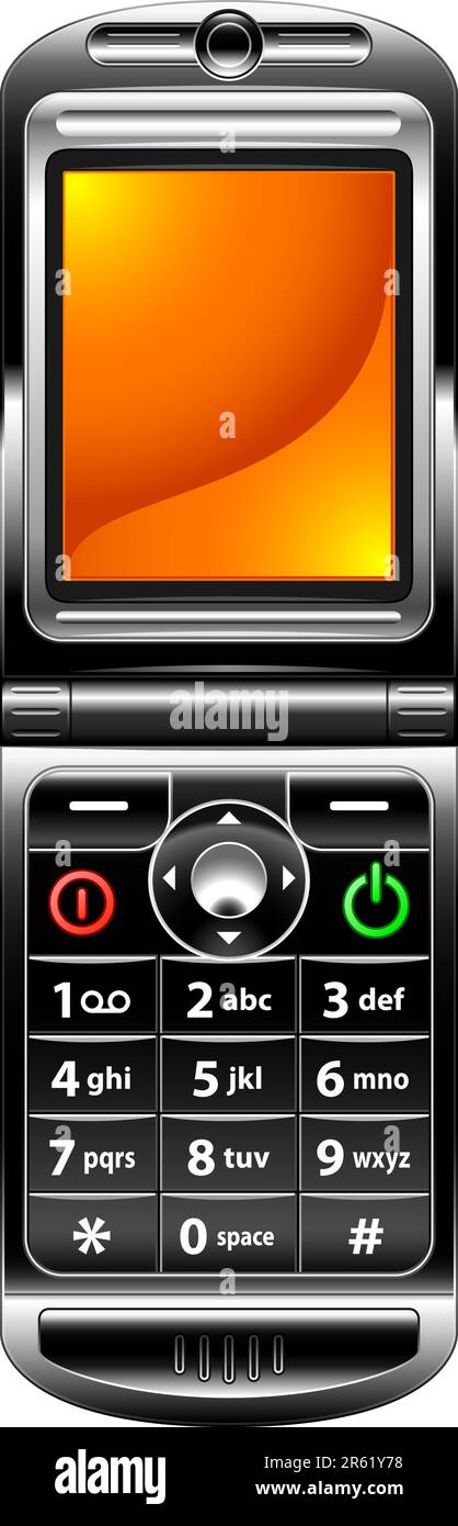 Vector image of a black and orange mobile phone Stock Vector Image ...