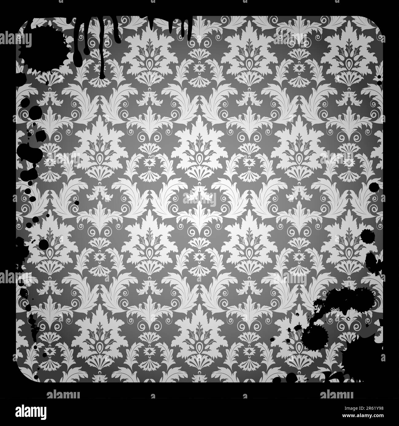 Grunge background with gray damask pattern and dirty Stock Vector Image ...