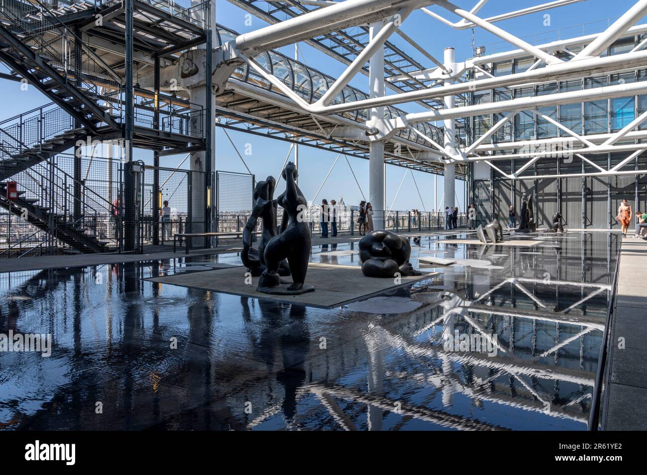 Paris, France - 06 03 2023: The Centre Pompidou: : View of the rooftop ...