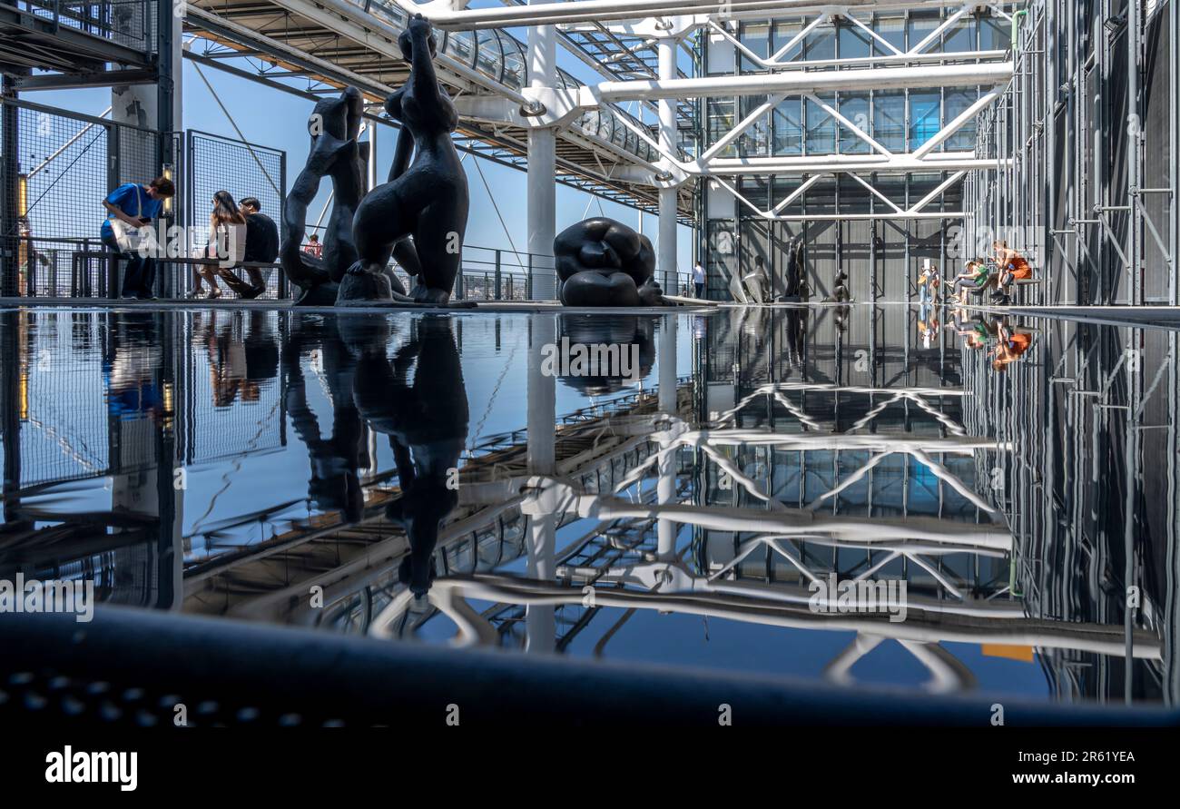 Paris, France - 06 03 2023: The Centre Pompidou: : View of the rooftop ...