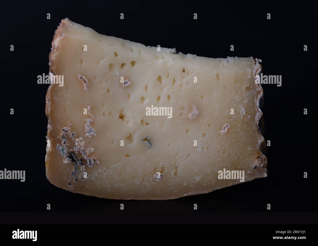 Piece of cheese fermented by bacteria with fungus and mold Stock Photo ...