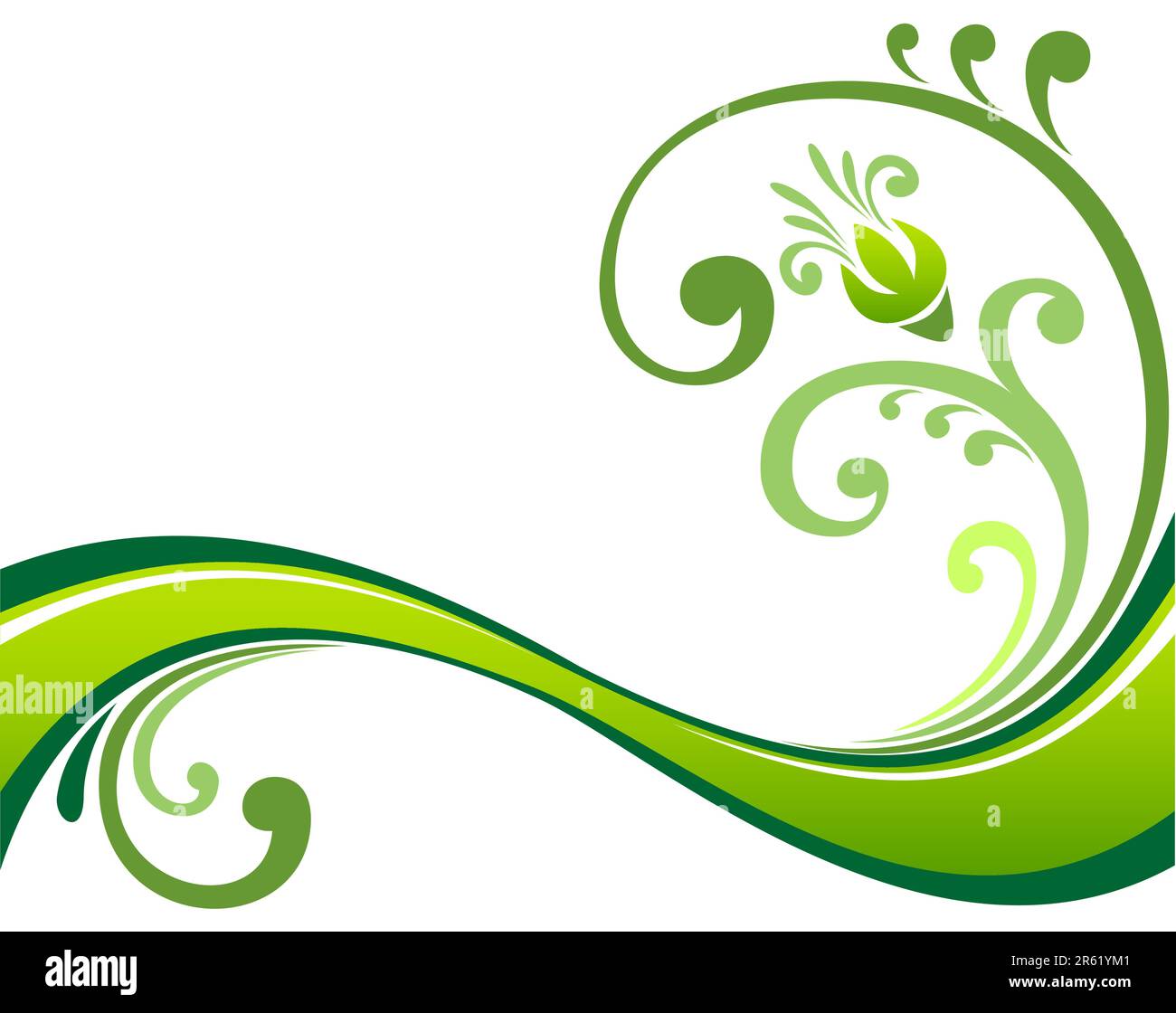 Abstract green floral curves on a white background Stock Vector Image ...