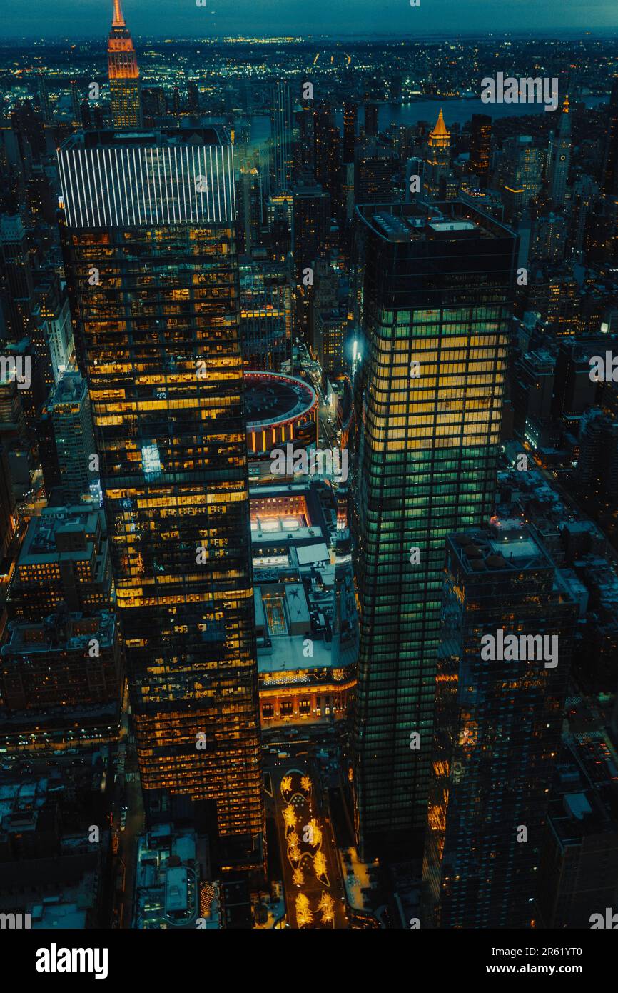 A stunning aerial view of Madison Square Garden in New York City at night Stock Photo - Alamy