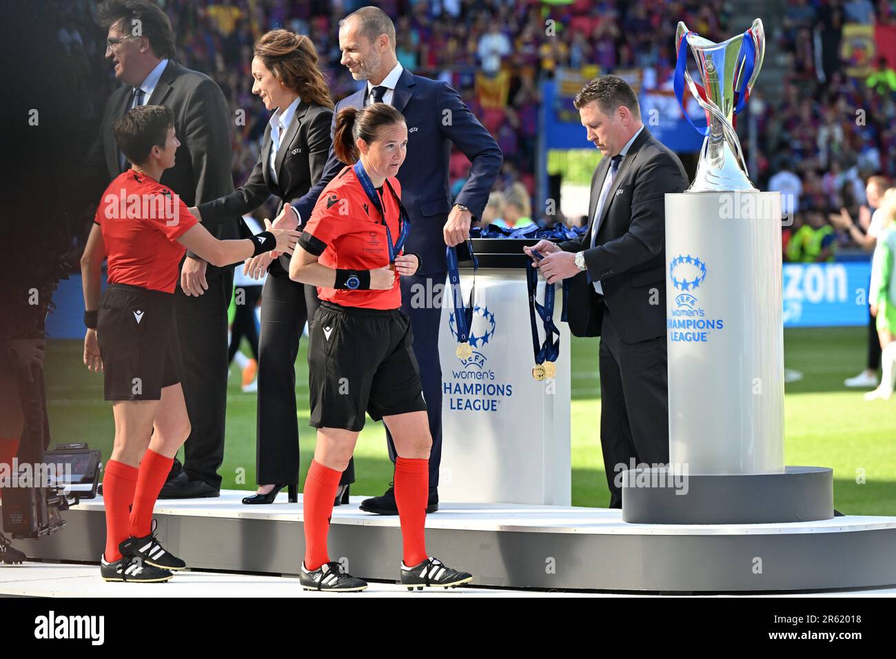 referee Cheryl Foster (Wales) pictured during a female soccer game ...