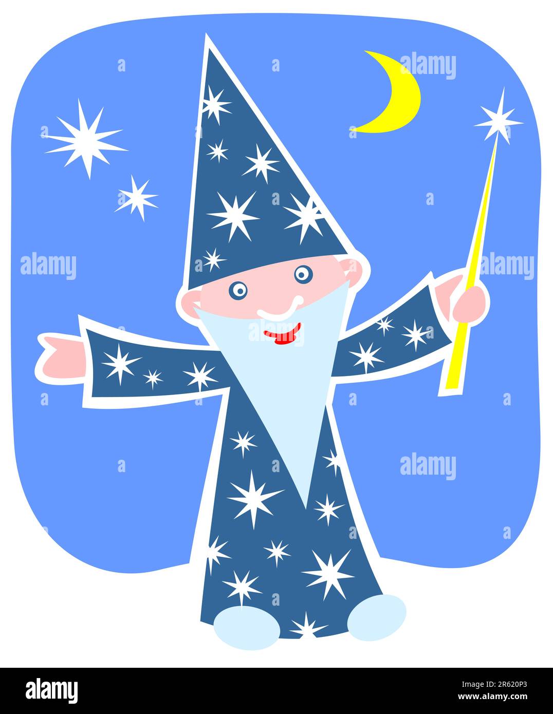 Cartoon happy astrologer on a night sky background Stock Vector Image ...