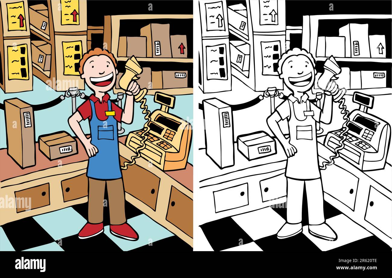 Cashier at book store Stock Vector Images - Alamy