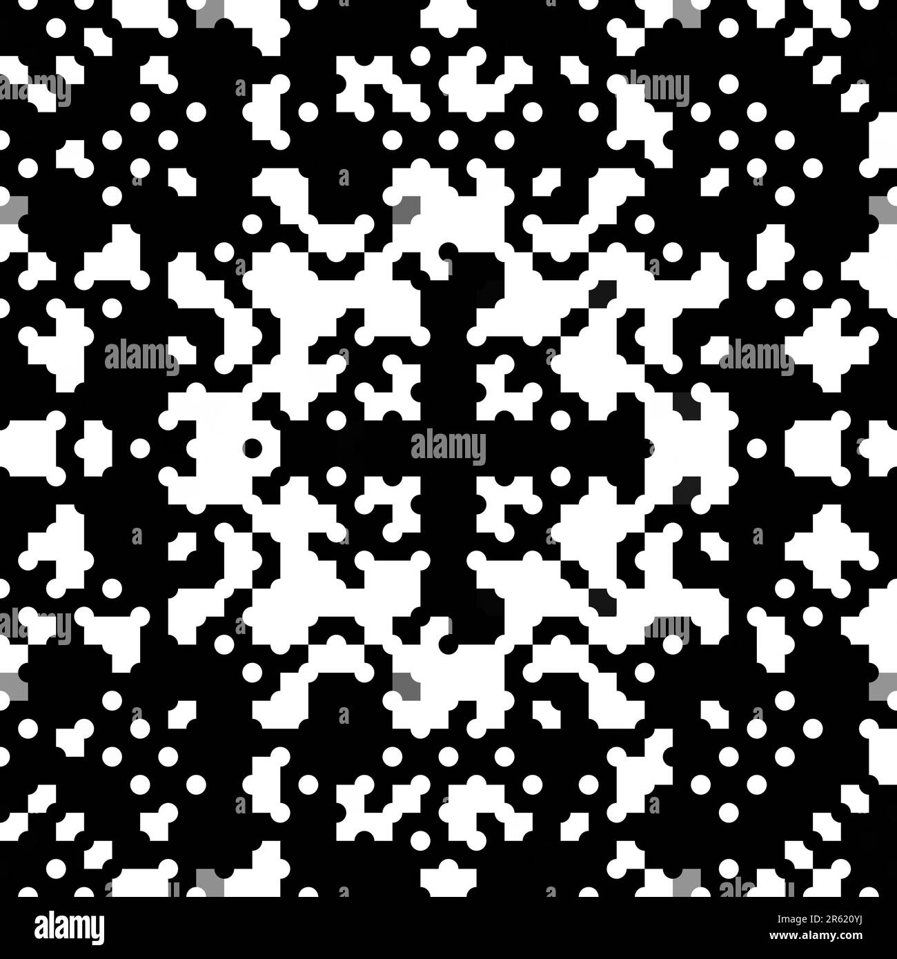 Irregular pixel seamless pattern. Geometric retro design in monochrome ...