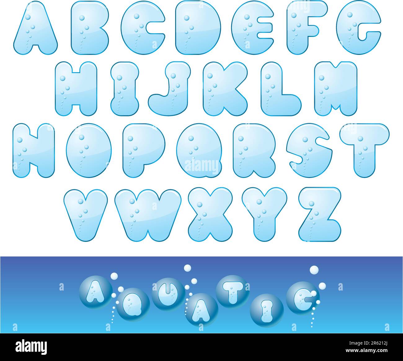 Vector Aqua Font. Easy To Edit Unique Font Stock Vector Image & Art - Alamy