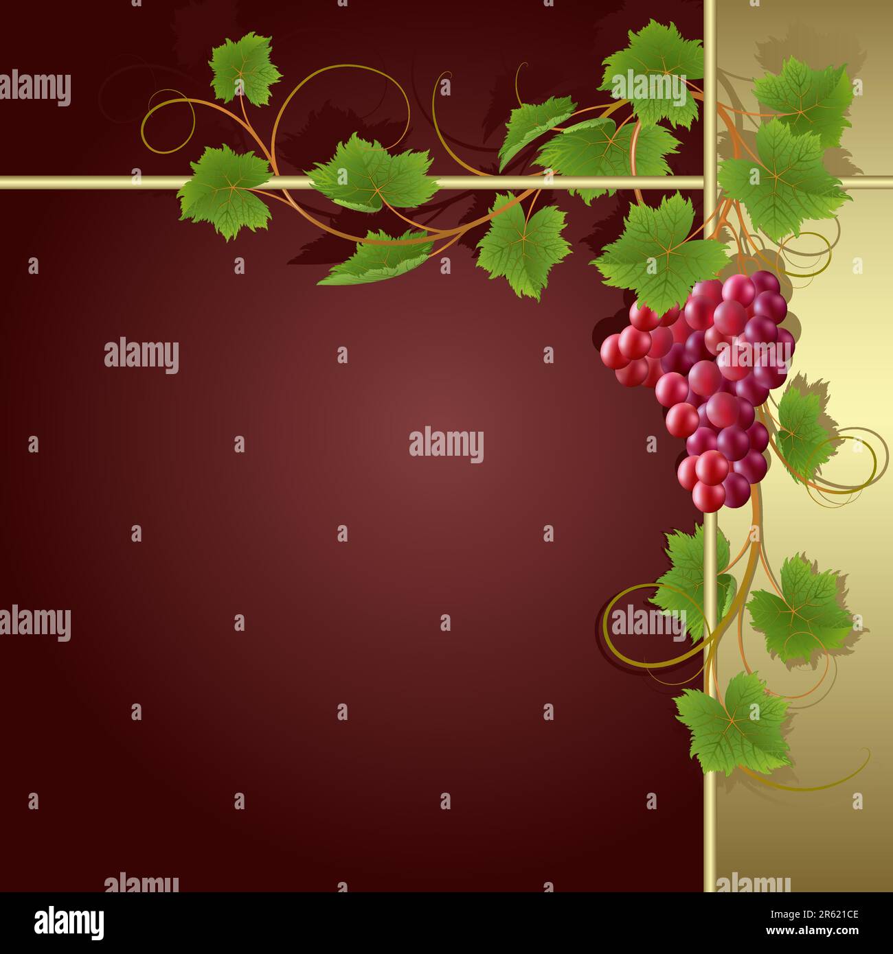 Claret background with gold frame and vine Stock Vector Image & Art - Alamy