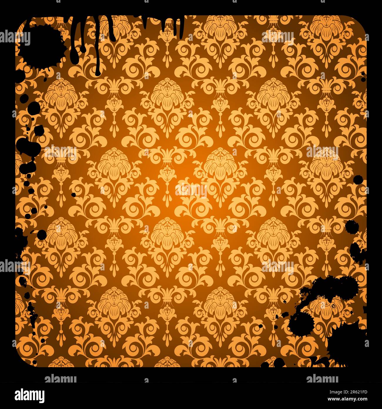 Grunge background with brown damask pattern and dirty Stock Vector ...