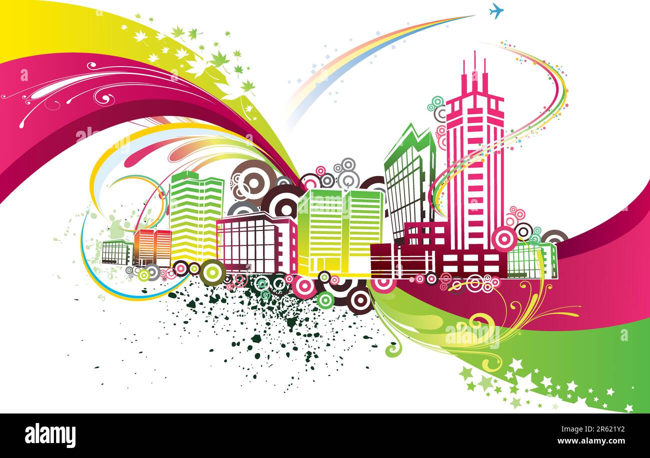 funky city building pattern design background Stock Vector Image & Art ...