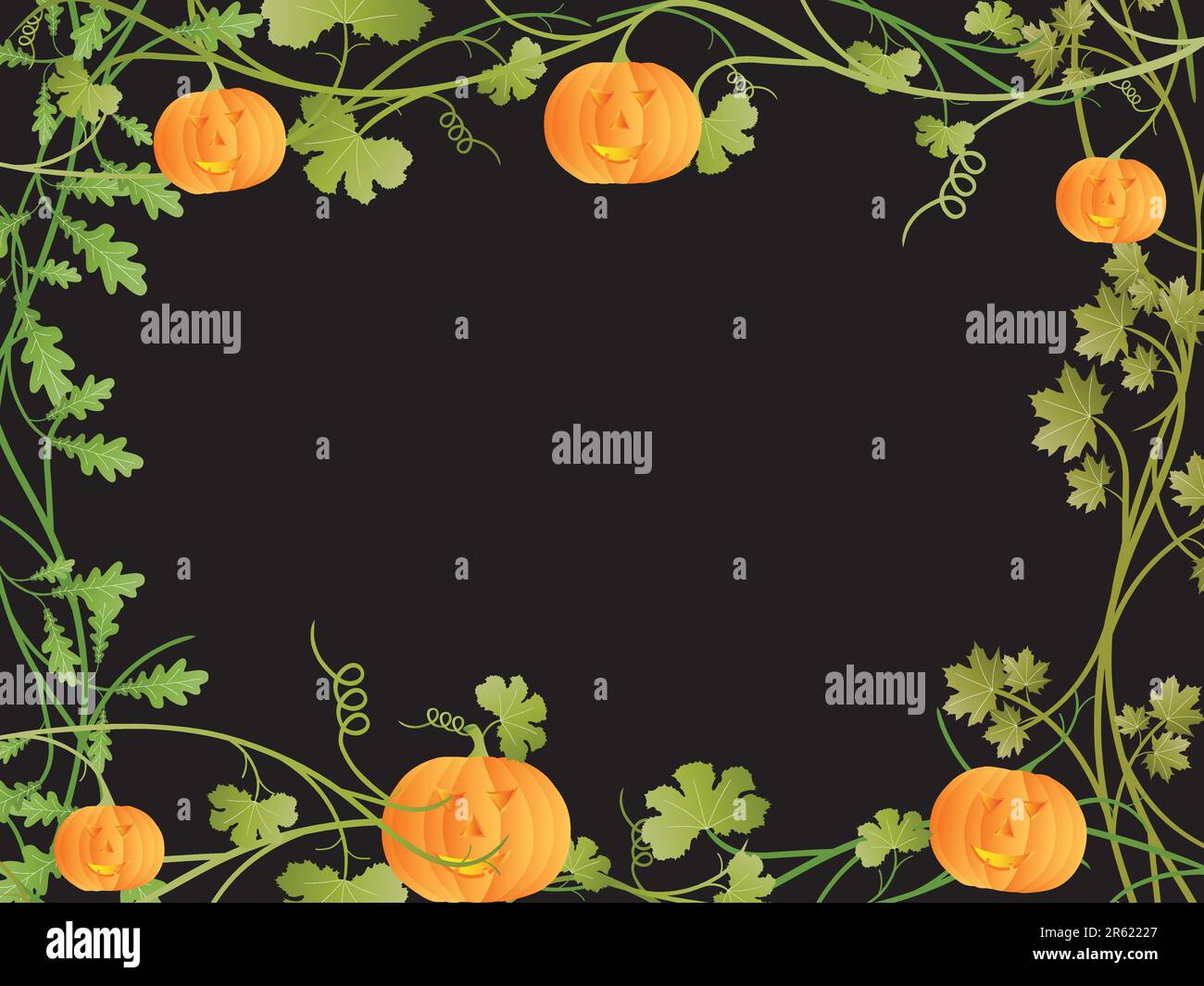 Vector image of floral frame with halloween pumpkin Stock Vector Image ...