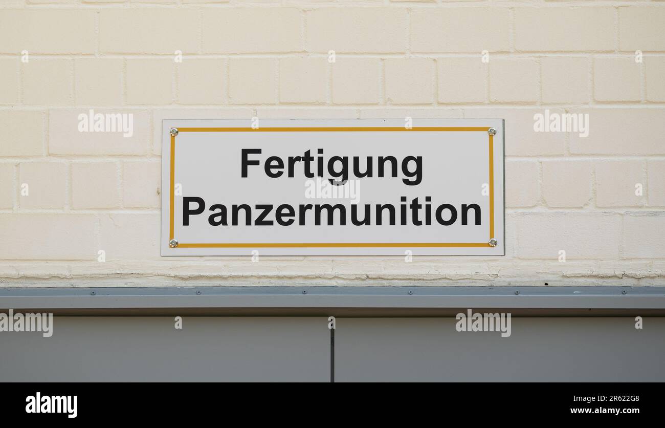 06 June 2023, Lower Saxony, Unterlüß: "Tank ammunition production" is ...