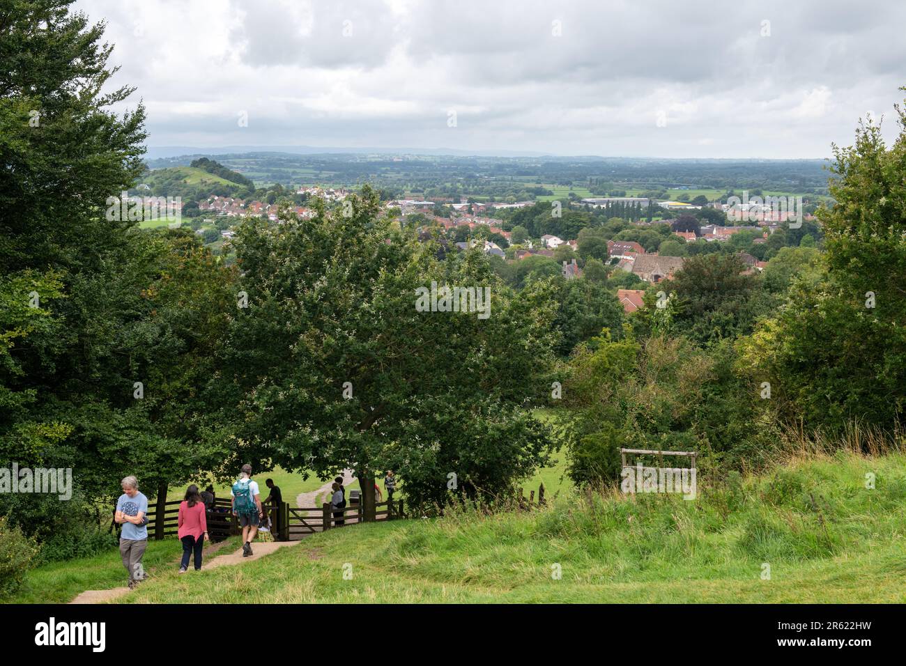 Views from on top of Glastonbury Tor hillside Stock Photo - Alamy