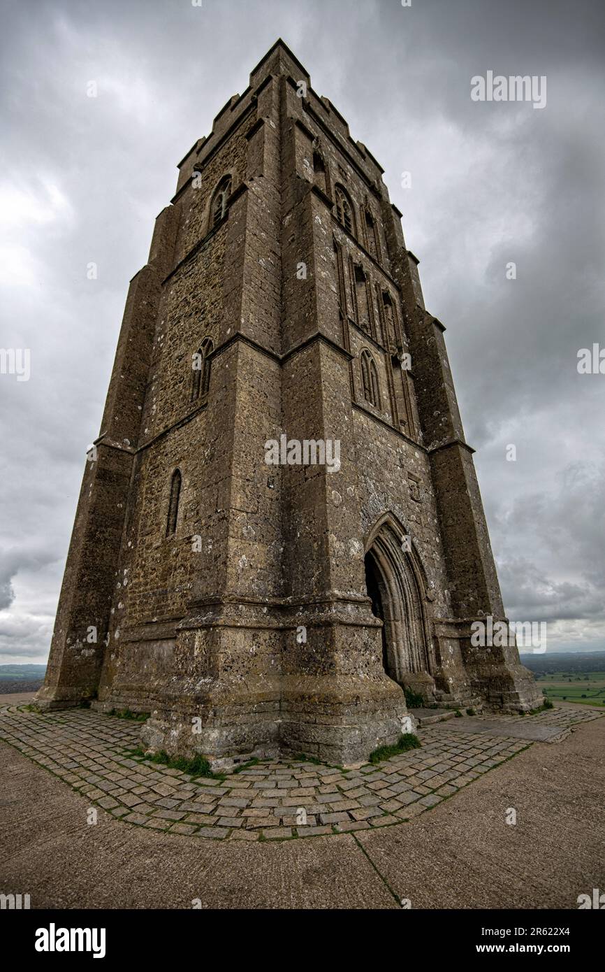 Glastonbury Tor with St Michael's Tower on the top Stock Photo - Alamy