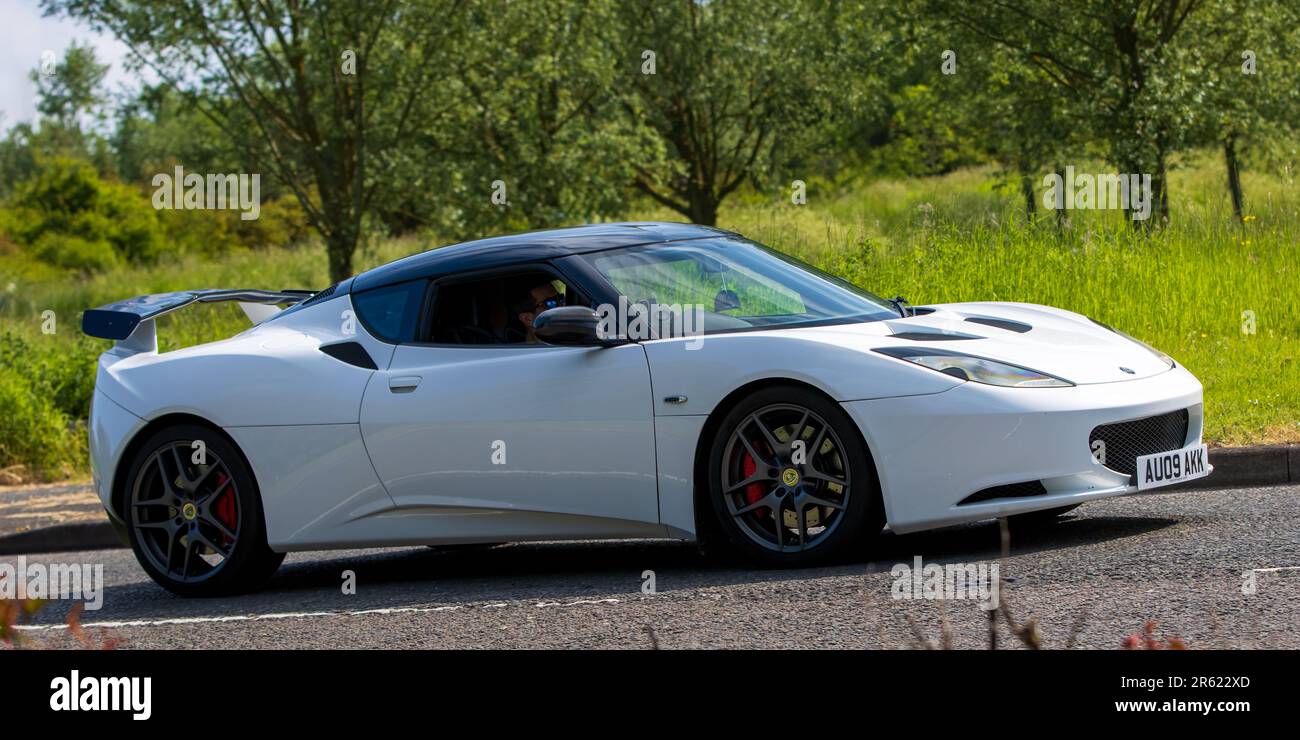 Stony Stratford,UK - June 4th 2023: 2009 white LOTUS EVORA S classic ...