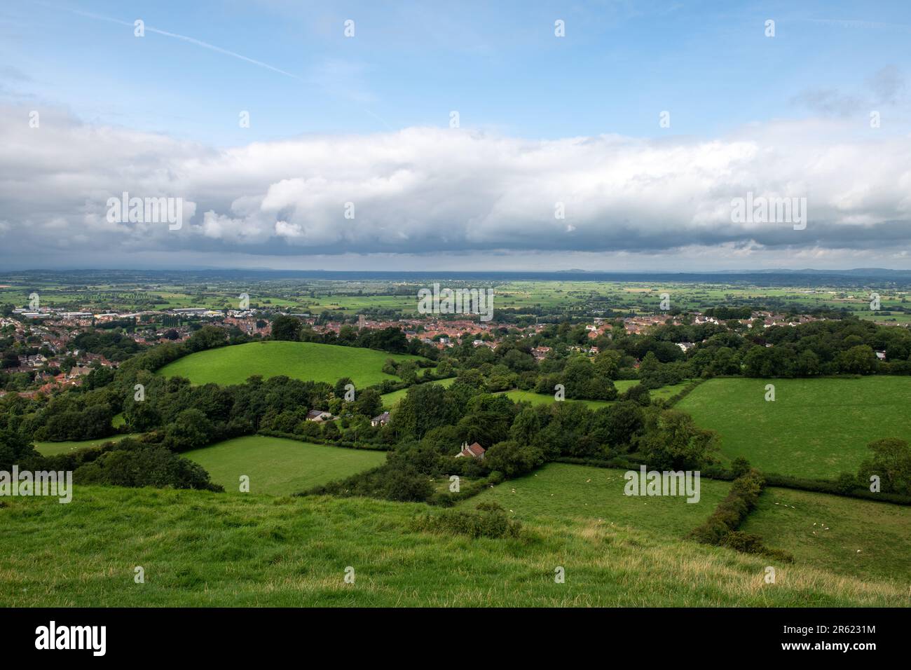 Views from on top of Glastonbury Tor hillside Stock Photo - Alamy