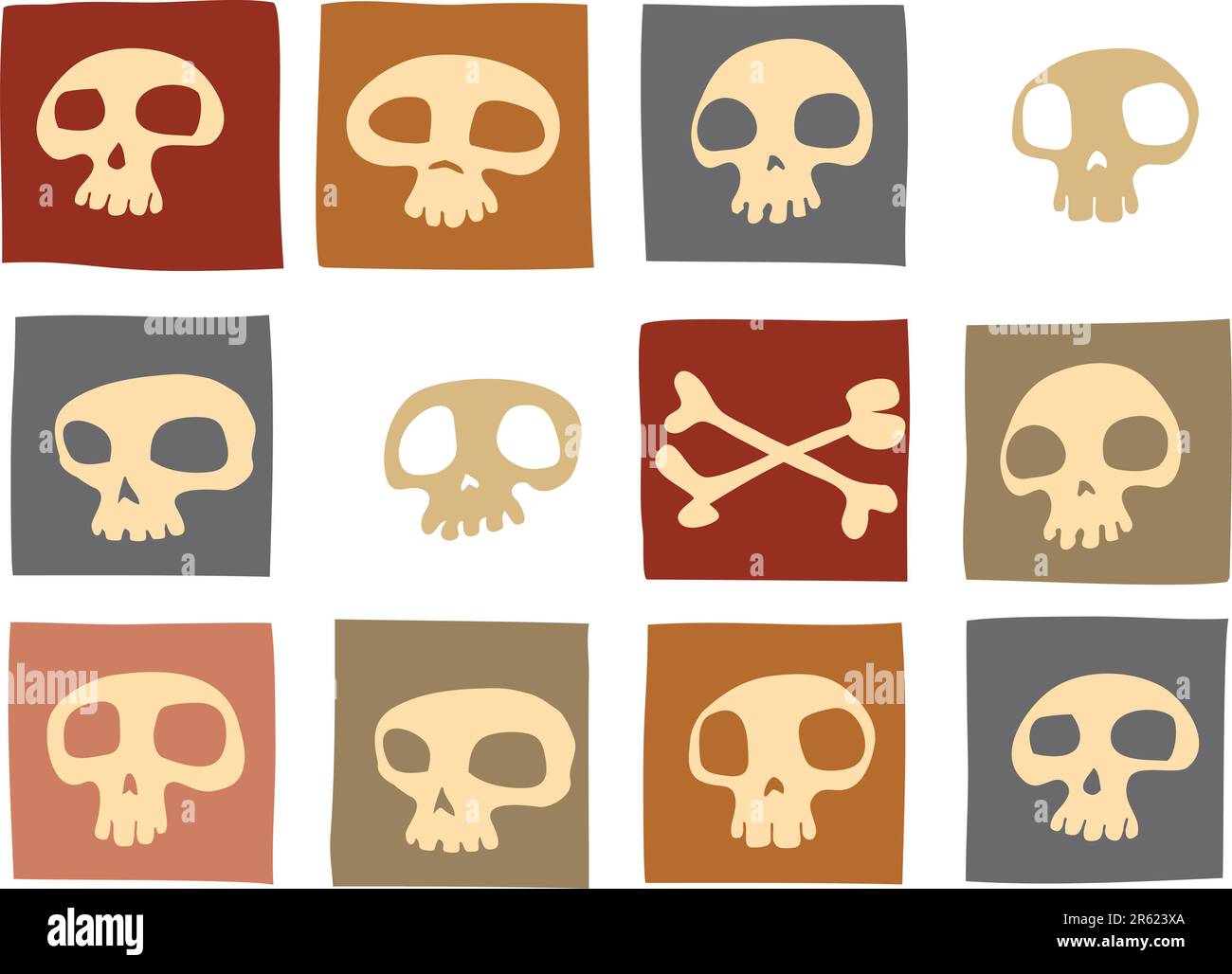 Pattern made of funny skulls and bones in different colors. Vector ...