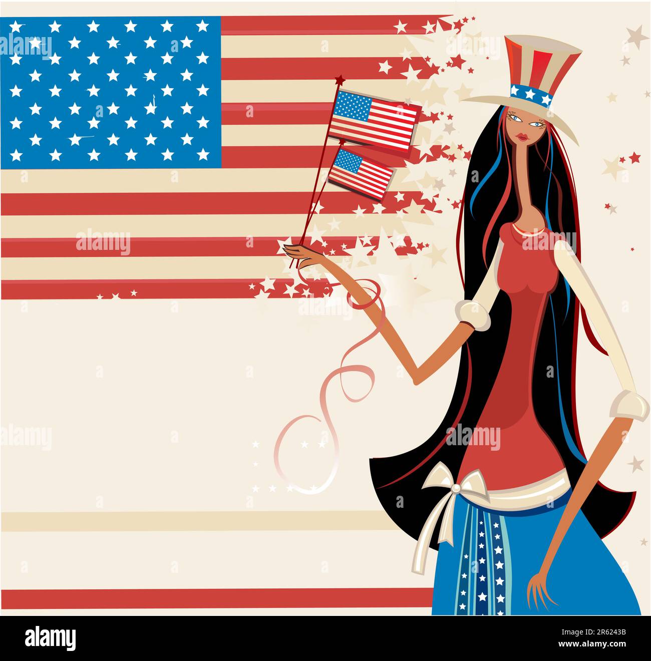American flag girl Stock Vector Images - Alamy