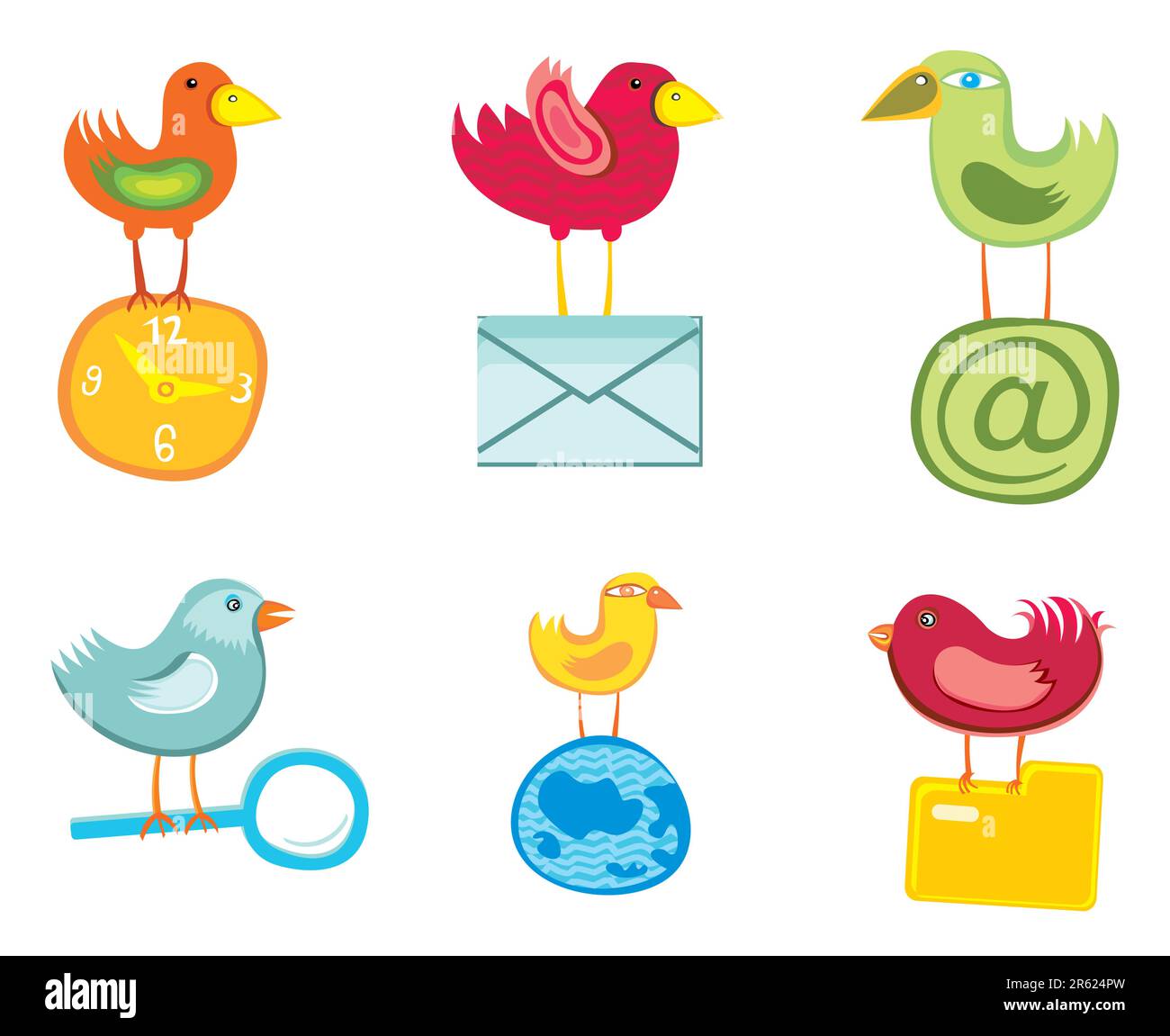 Set of birds icons for website, icons for network, vector illustration ...