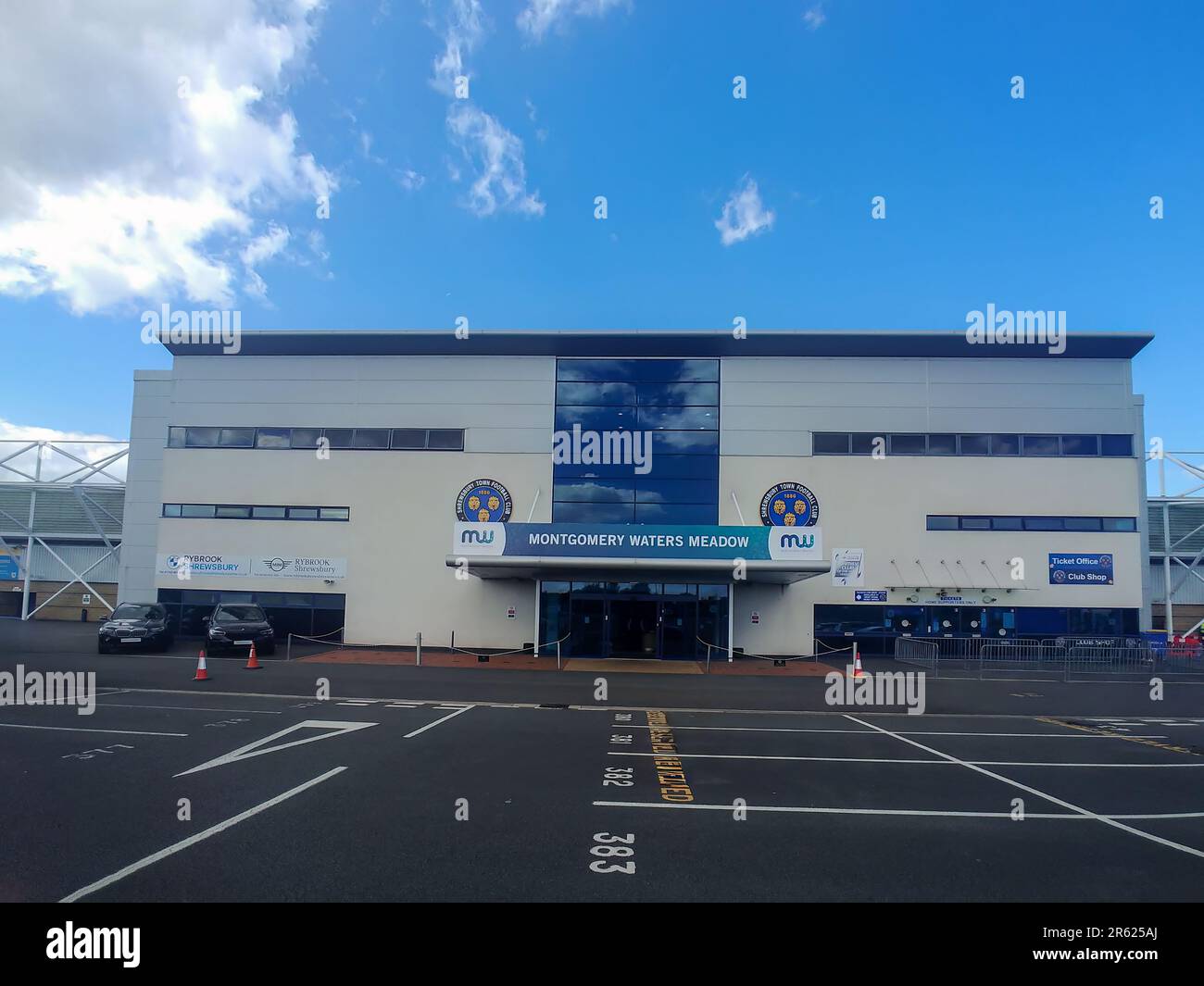 Montgomery Waters Meadow, home of Shrewsbury Town FC in Shropshire, UK ...