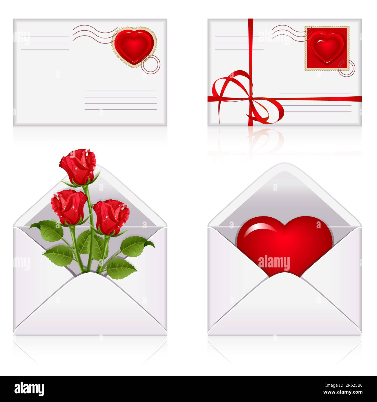 Envelope heart rose Cut Out Stock Images & Pictures - Alamy