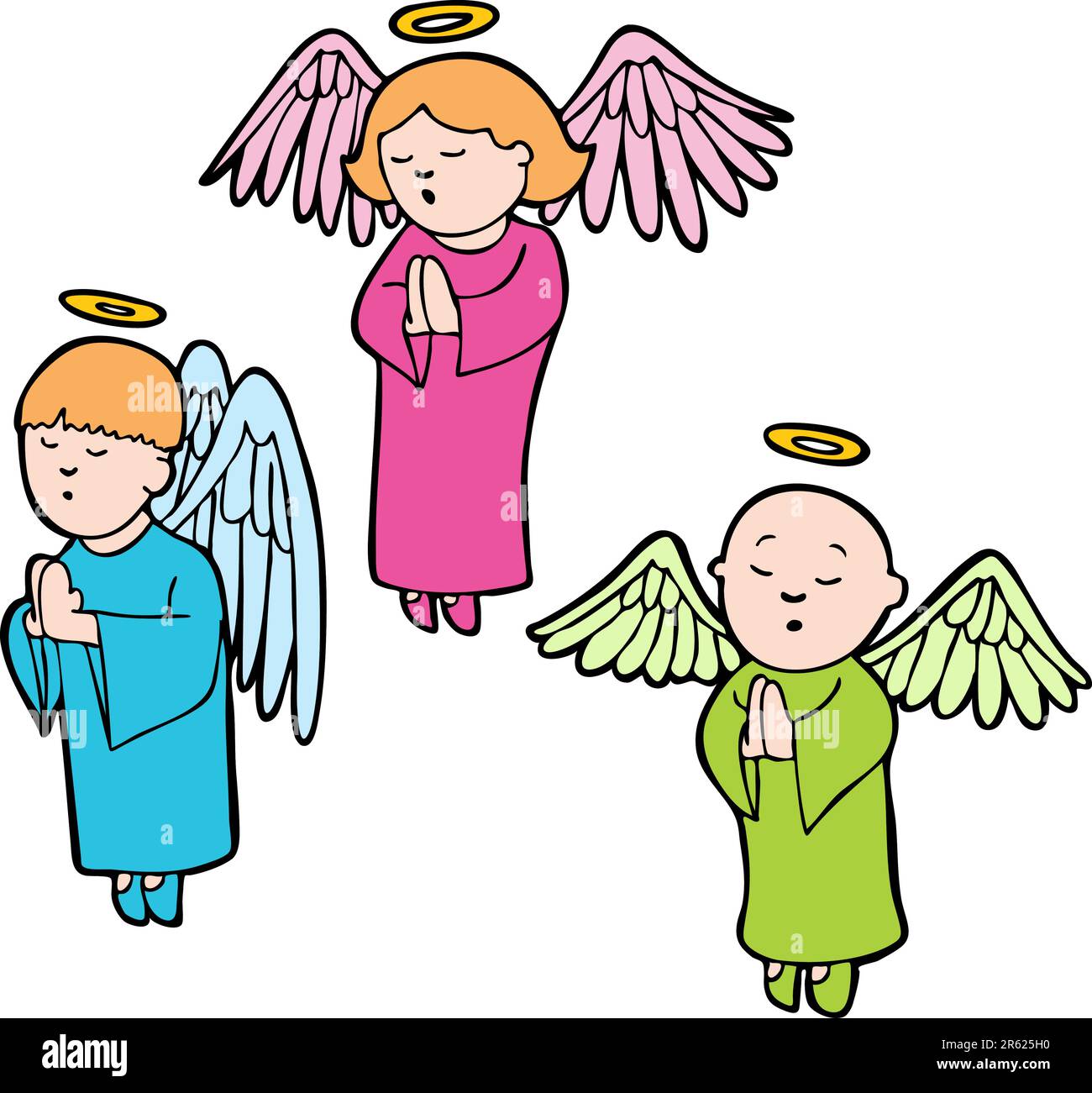 Set of 3 angels praying Stock Vector Image & Art - Alamy