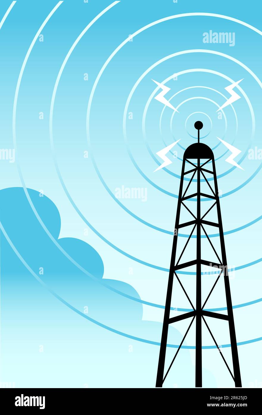Image of a radio tower with blue background with clouds Stock Vector Image & Art - Alamy