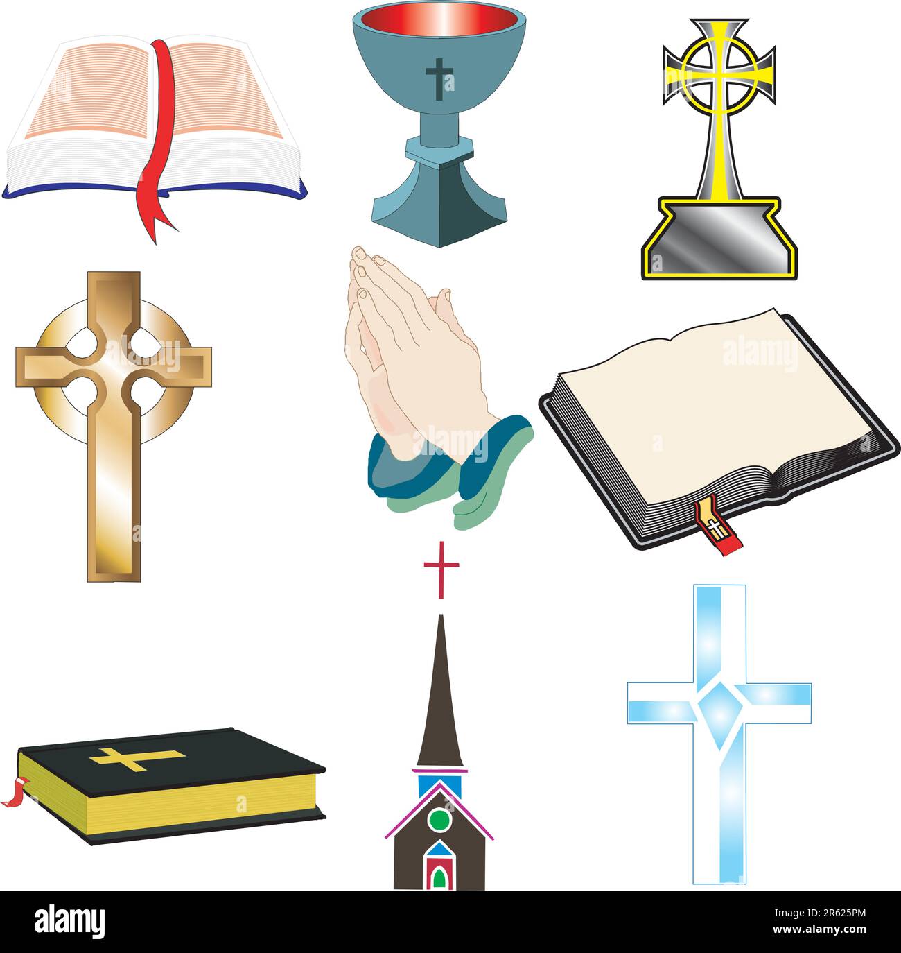 Church Icons 2 Vector, Illustration of 9 church/Christian icons Stock ...