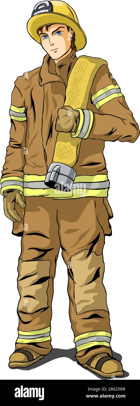 Firefighter in shape on a white background Stock Vector Image & Art - Alamy