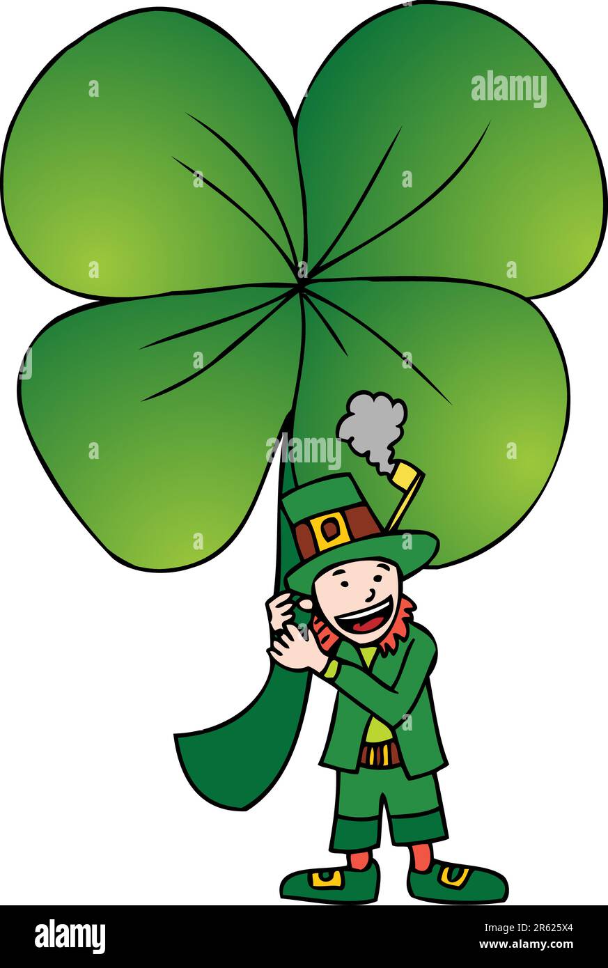 Image of a Leprechaun and four-leaf clover Stock Vector Image & Art - Alamy