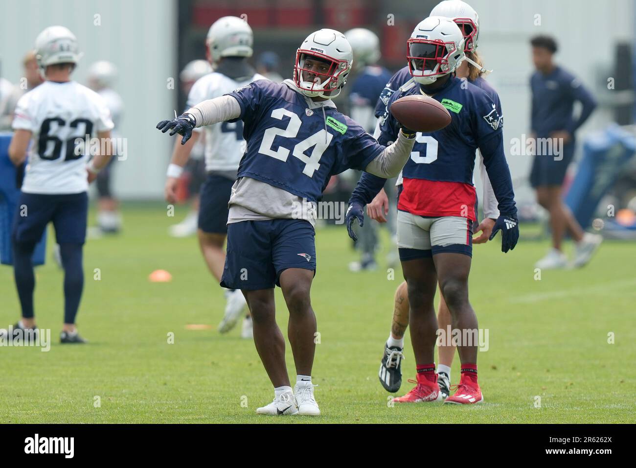 New England Patriots safety Joshuah Bledsoe (24) throws the ball in ...