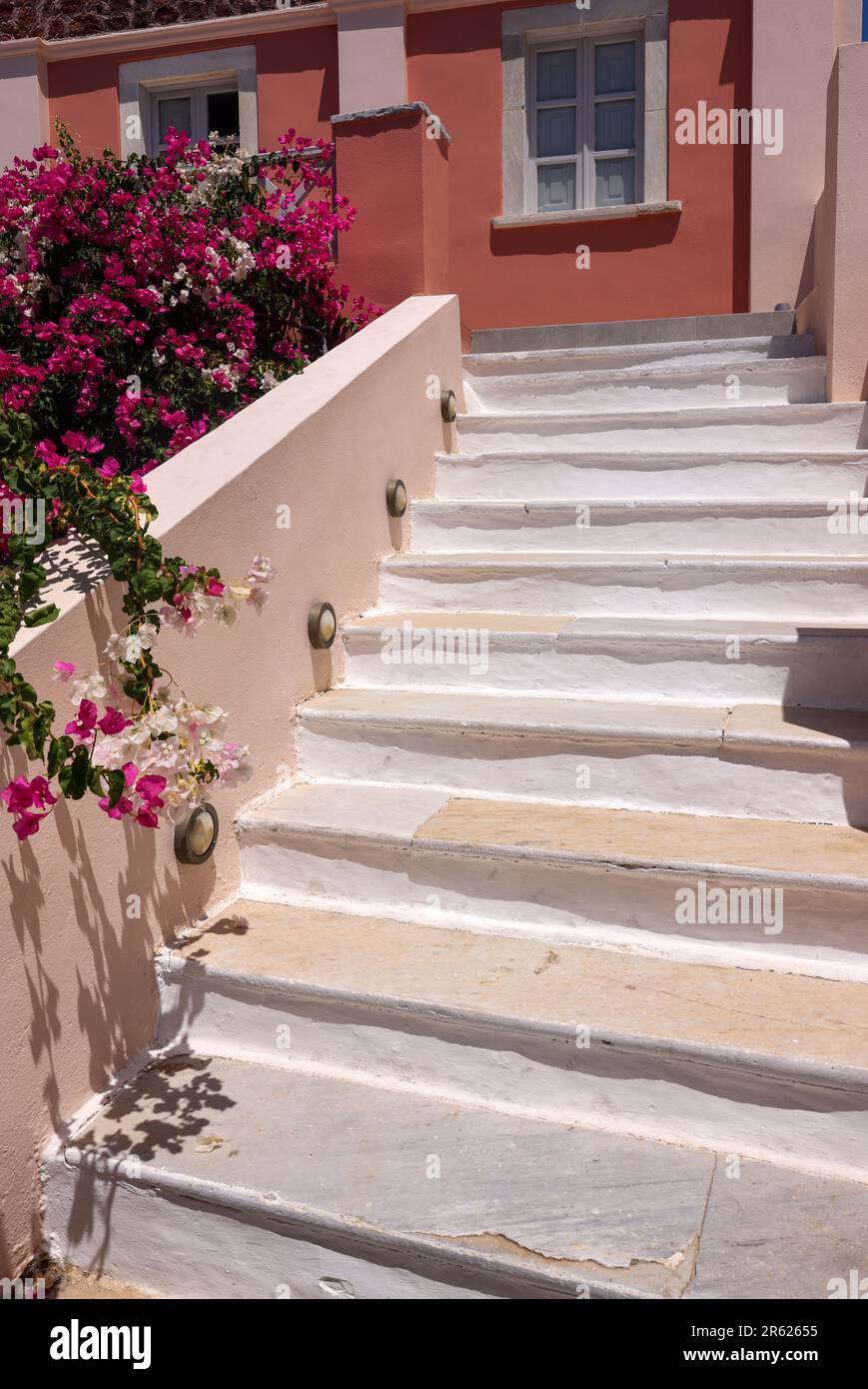 Narrow stone steps, a traditional piece of architecture on the island ...
