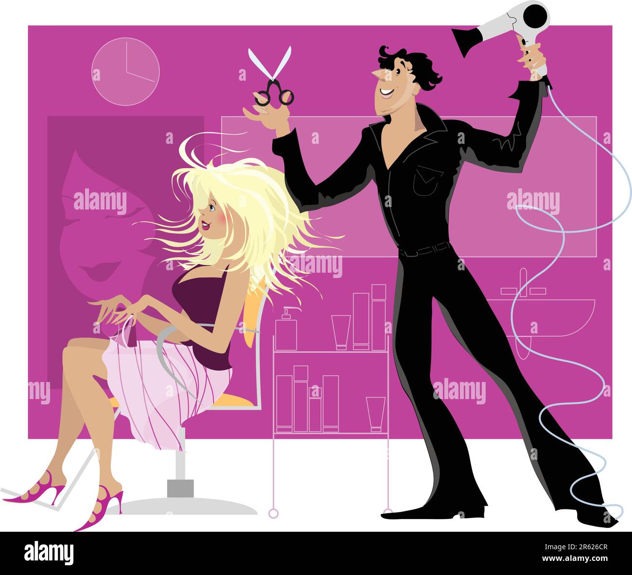 Vector illustration of a blond lady at barber's shop Stock Vector Image ...