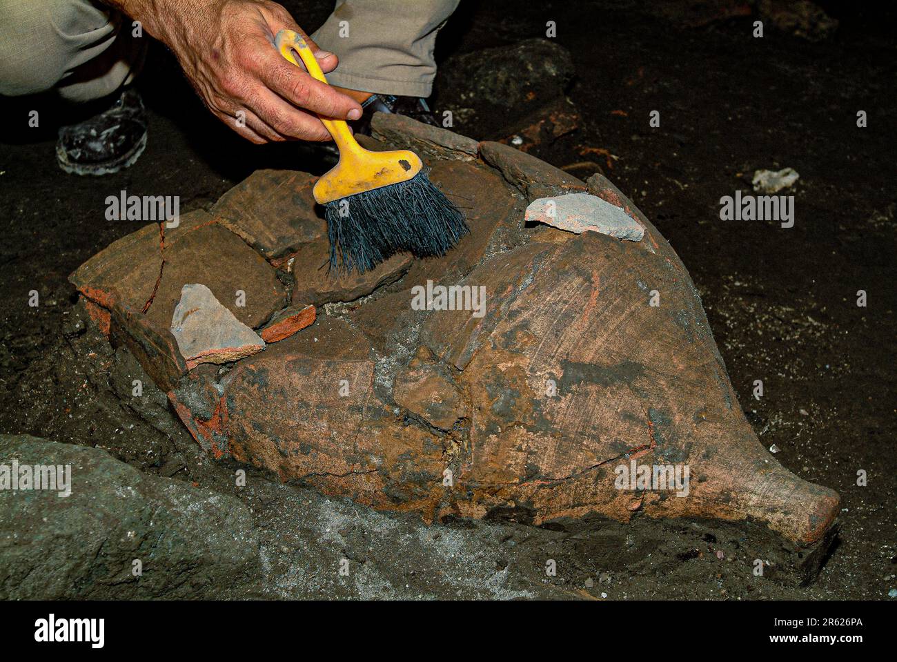 Italy Campania Neaples the ancient port of Neapolis during excavation ...
