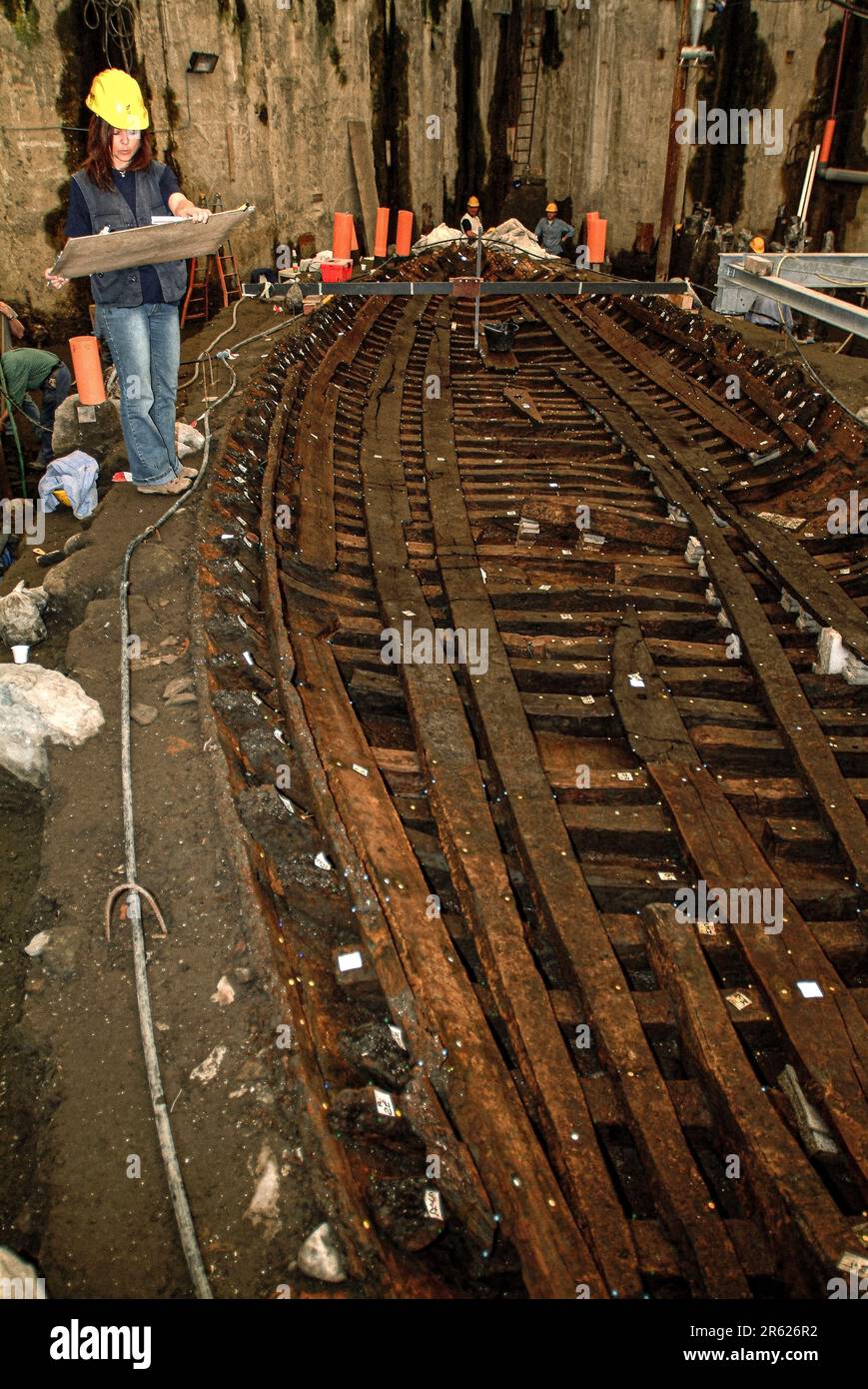 Italy Campania Neaples the ancient port of Neapolis during excavation ...