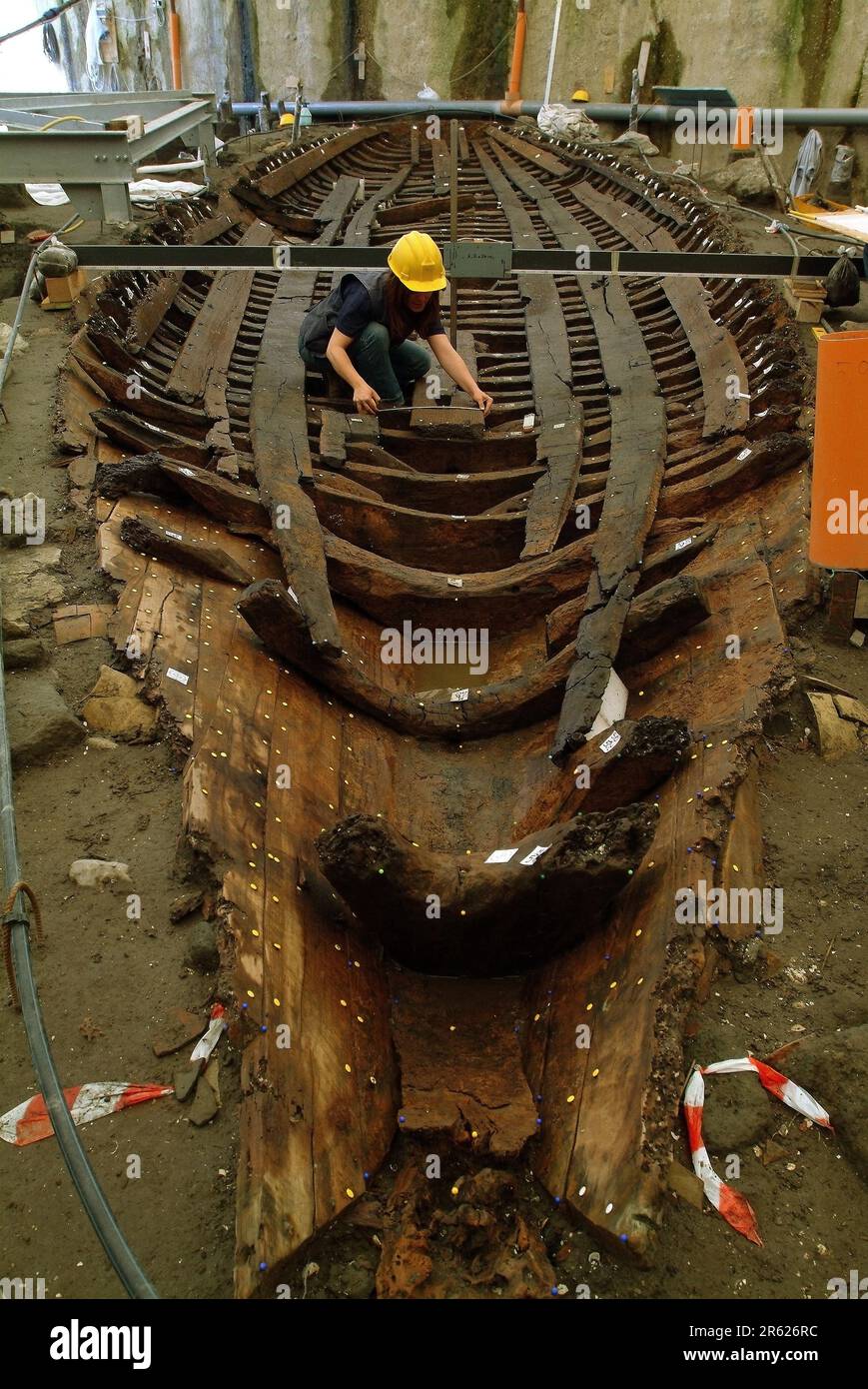 Italy Campania Neaples the ancient port of Neapolis during excavation ...