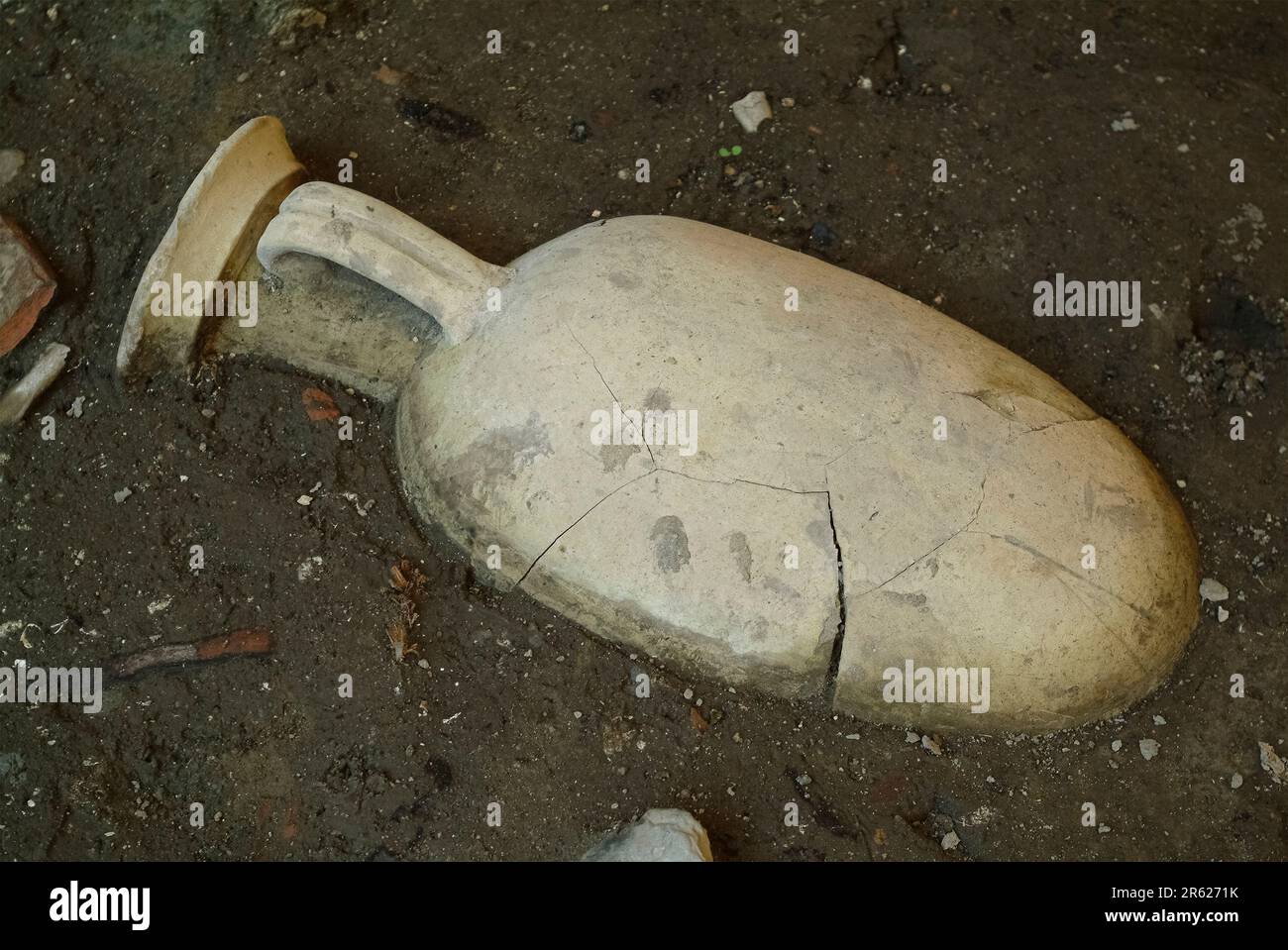 Italy Campania Neaples the ancient port of Neapolis during excavation ...
