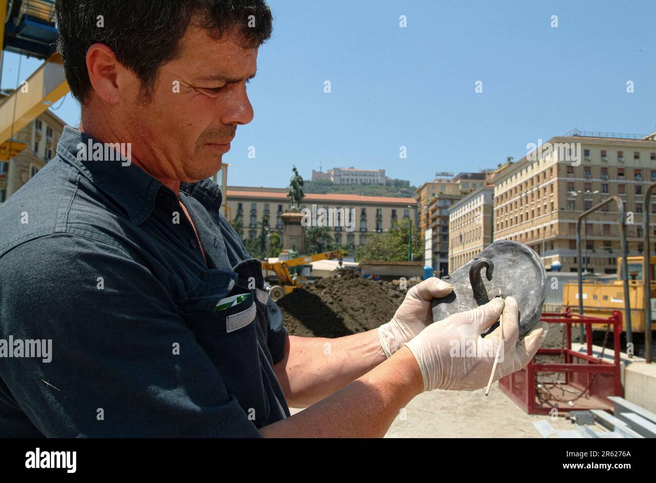 Italy Campania Neaples the ancient port of Neapolis during excavation ...