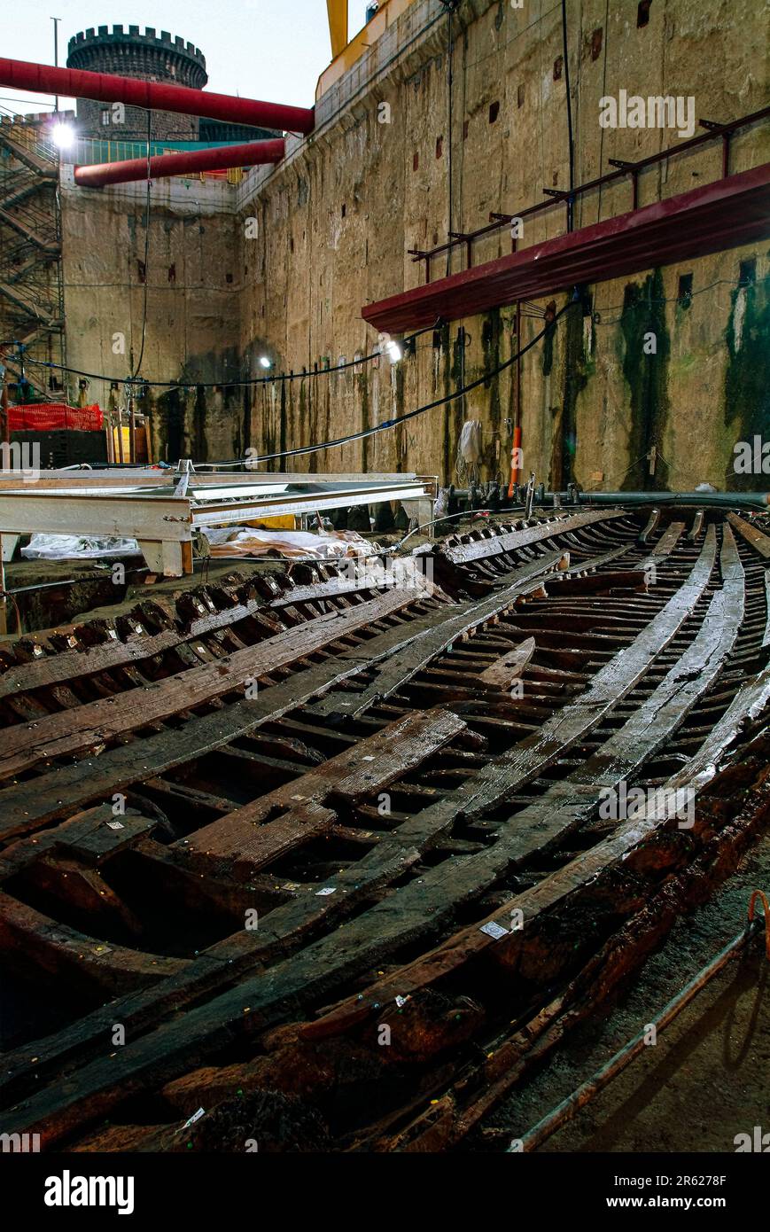 Italy Campania Neaples the ancient port of Neapolis during excavation ...