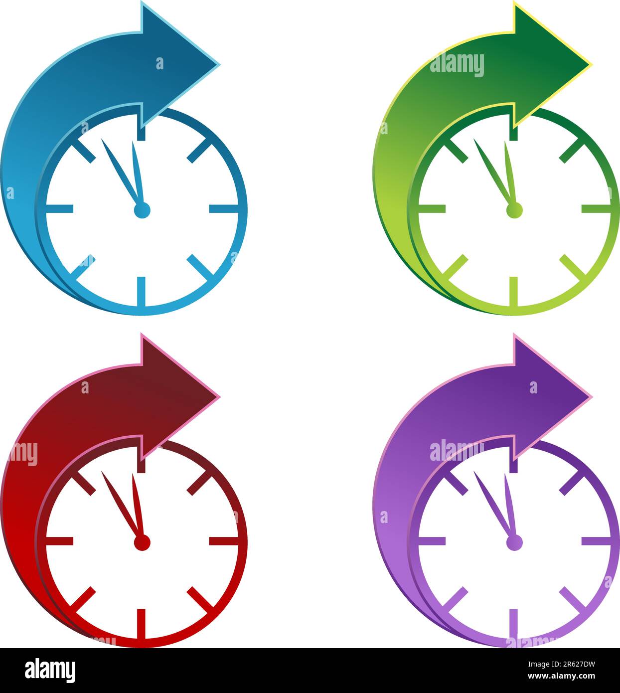 Clocks moving foward isolated on a white background Stock Vector Image ...