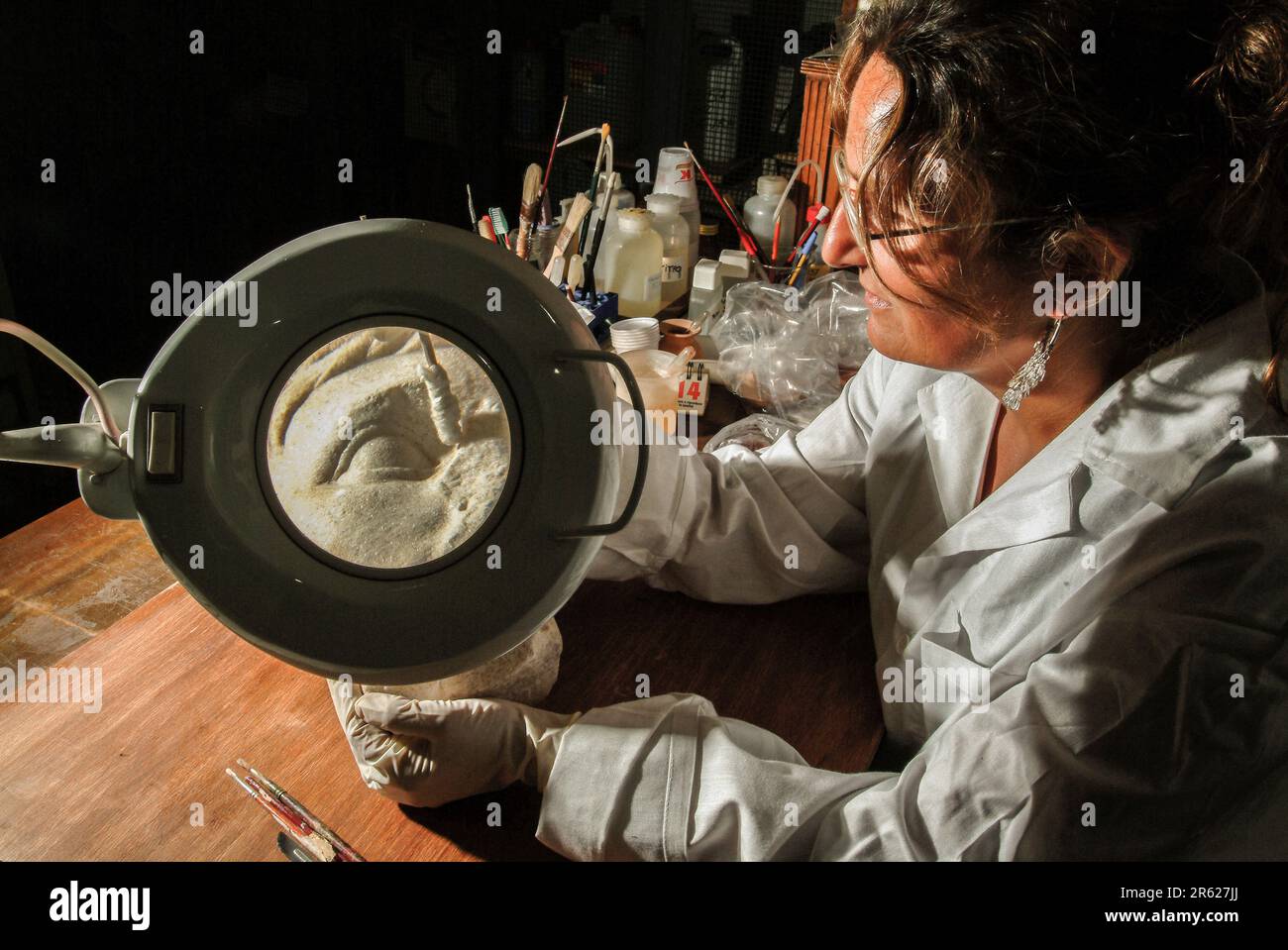 Italy Campania Neaples the ancient port of Neapolis during excavation ...