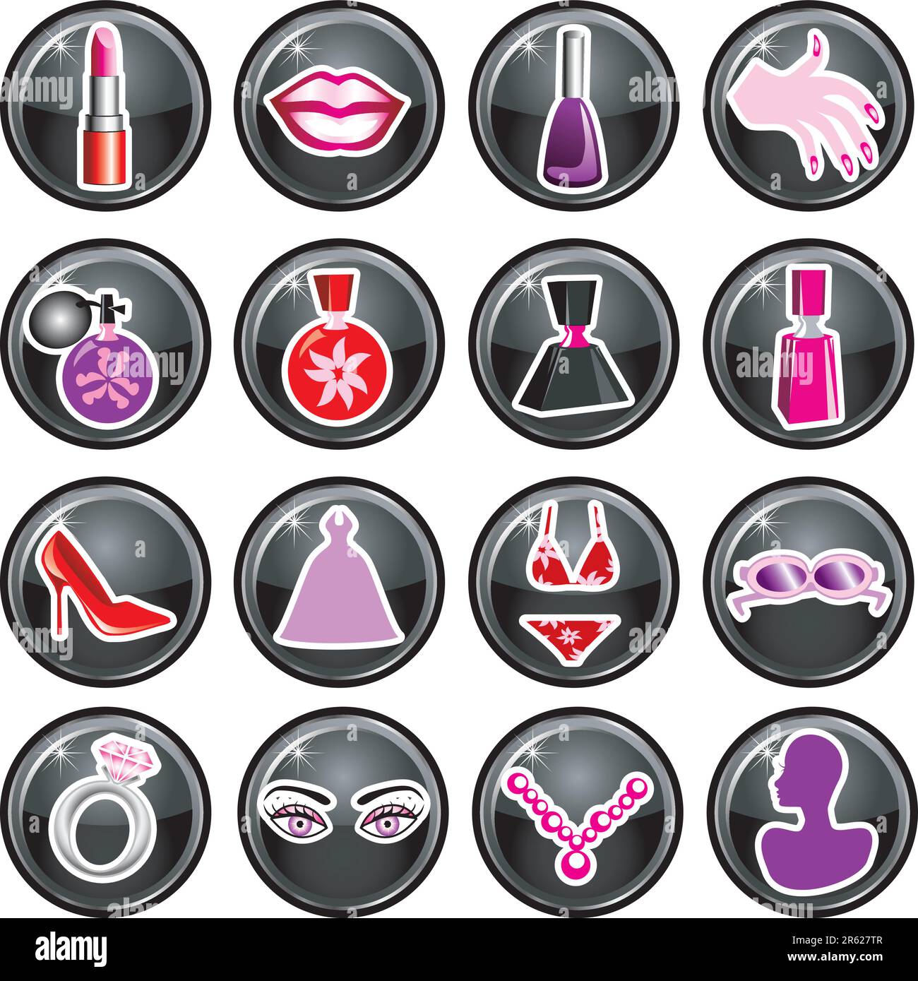 16 Vector Icon Buttons for Beauty or Fashion. Also available as buttons ...