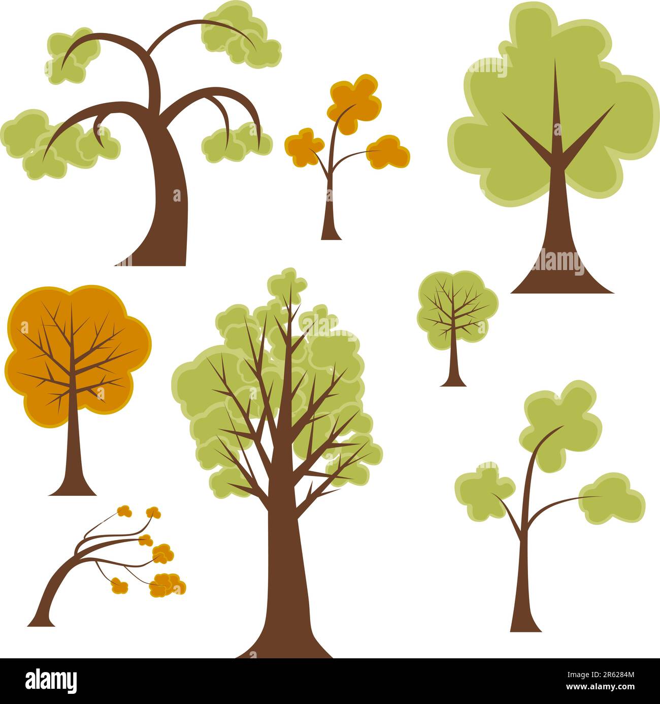 Cartoon tree set isolated on a white background Stock Vector Image ...