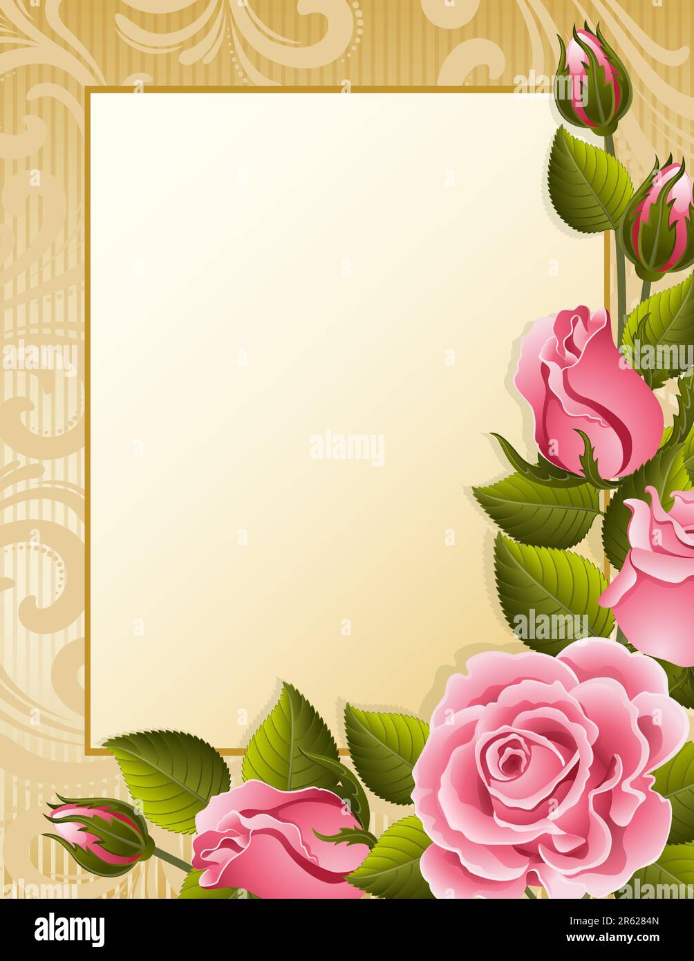 Vector illustration - pink roses and paper Stock Vector Image & Art - Alamy