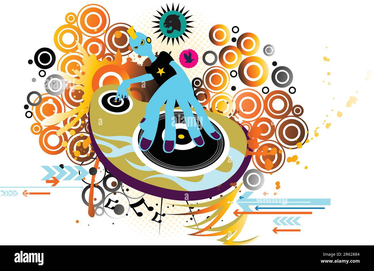 Fashion DJ with funky background Stock Vector Image & Art - Alamy