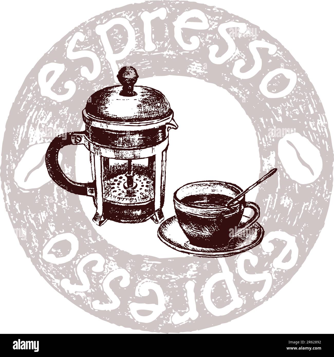 Creative coffee espresso sign. Hand pencil drawing Stock Vector Image ...