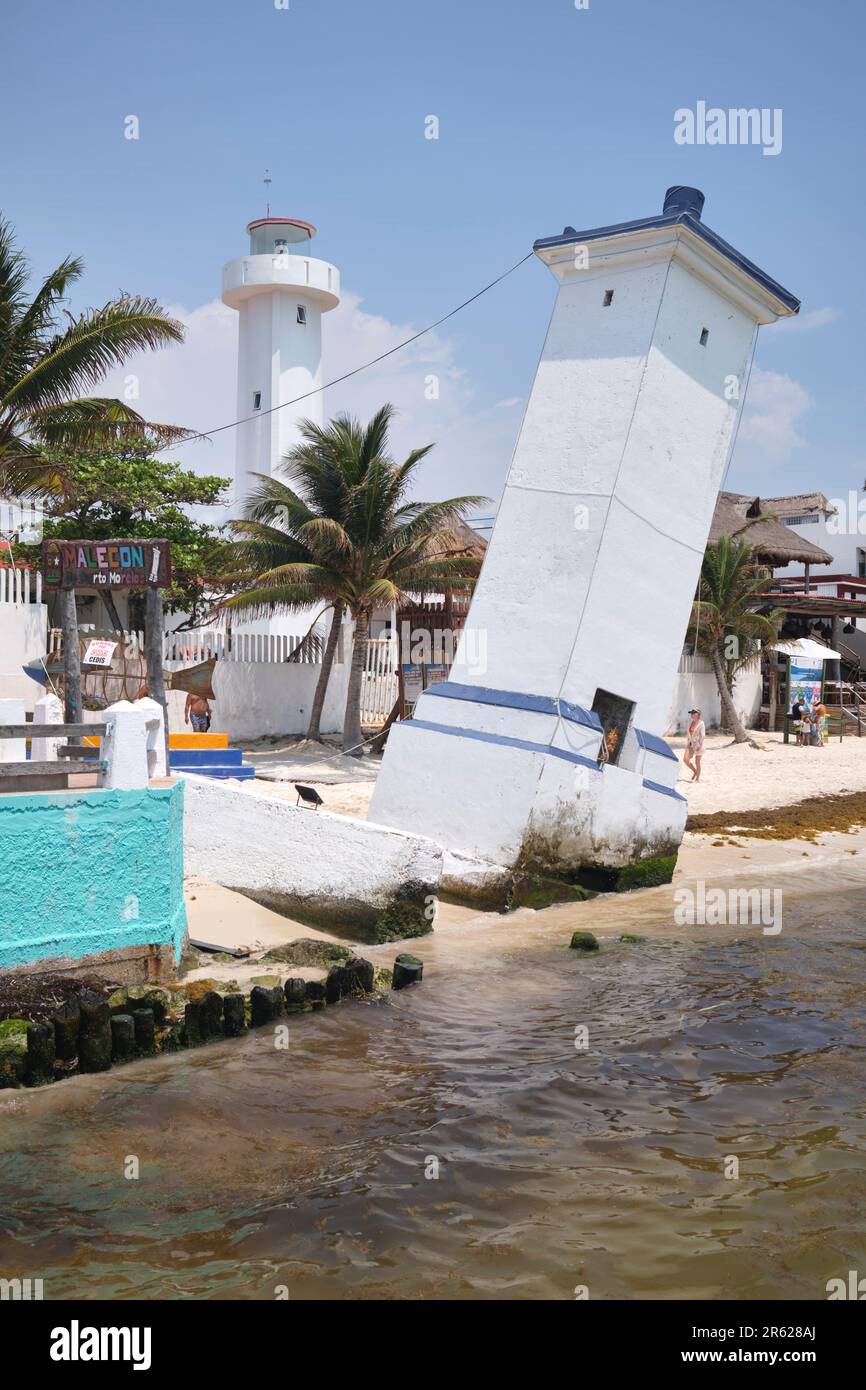 The Leaning Lighthouse Puerto Morelos Yucatan Mexico Stock Photo - Alamy